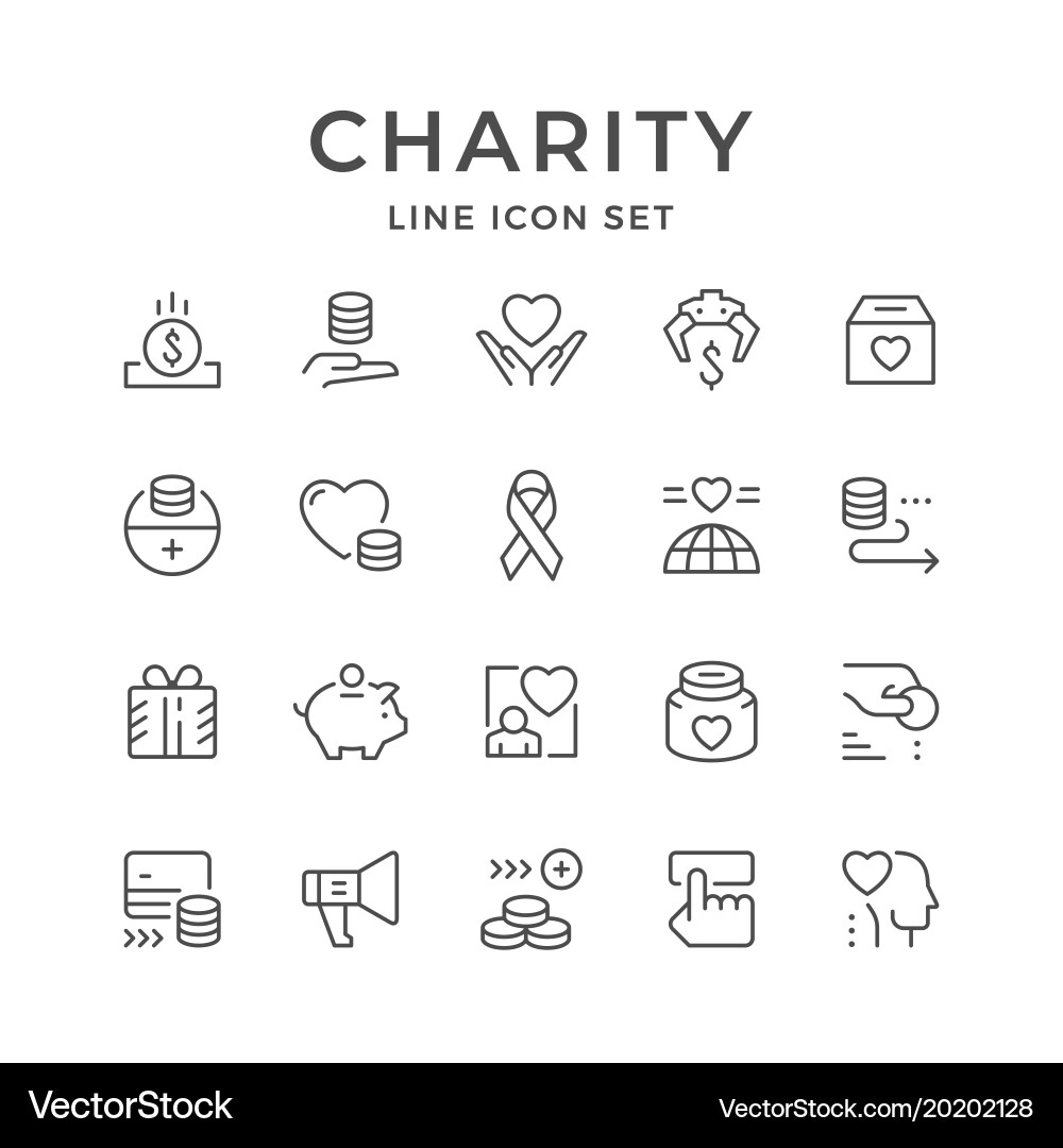 Set line icons of charity Royalty Free Vector Image