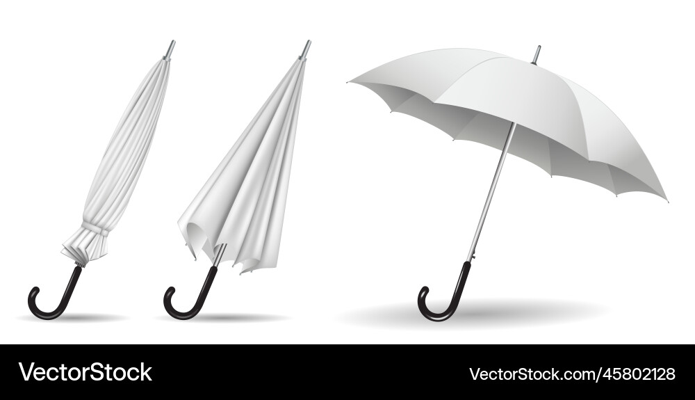 Set of realistic striped umbrella in various type Vector Image