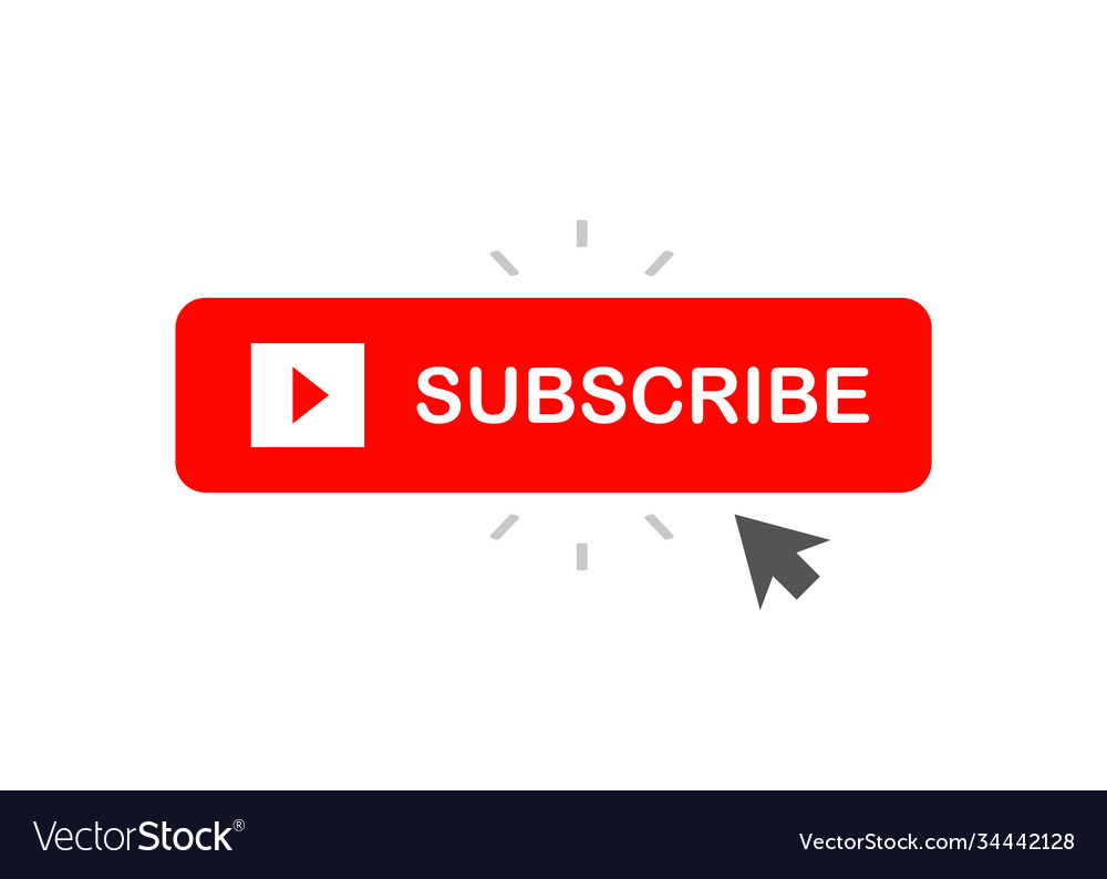 Subscribe button red colored with arrow cursor Vector Image
