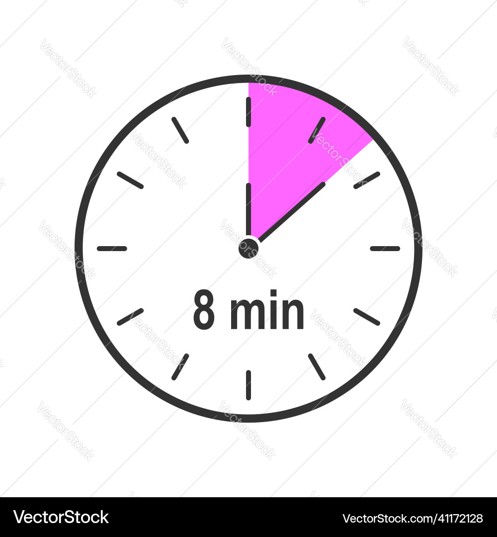 Timer icons with 8 minute time interval countdown Vector Image