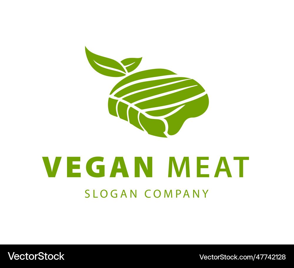 Vegetarian meat premium logo plant based meat logo