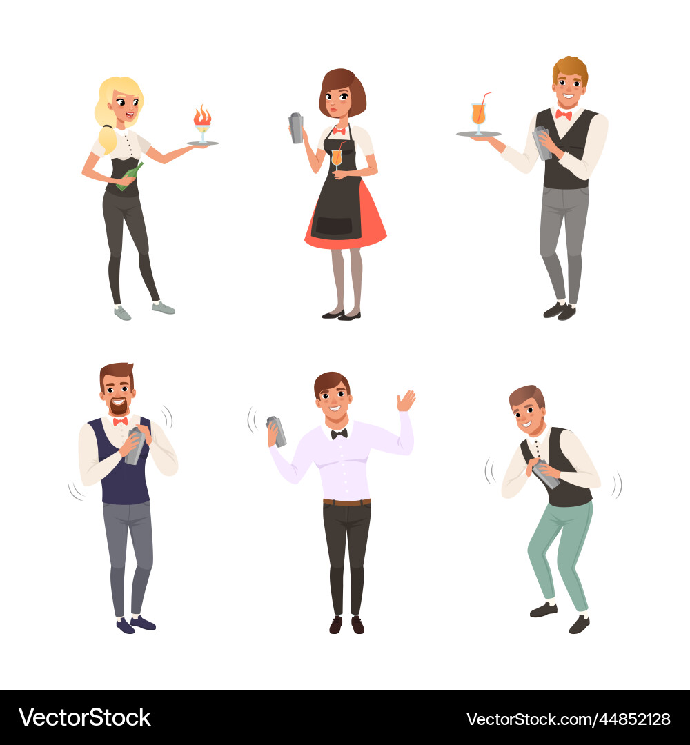 Waiter and waitress set restaurant or cafe staff Vector Image