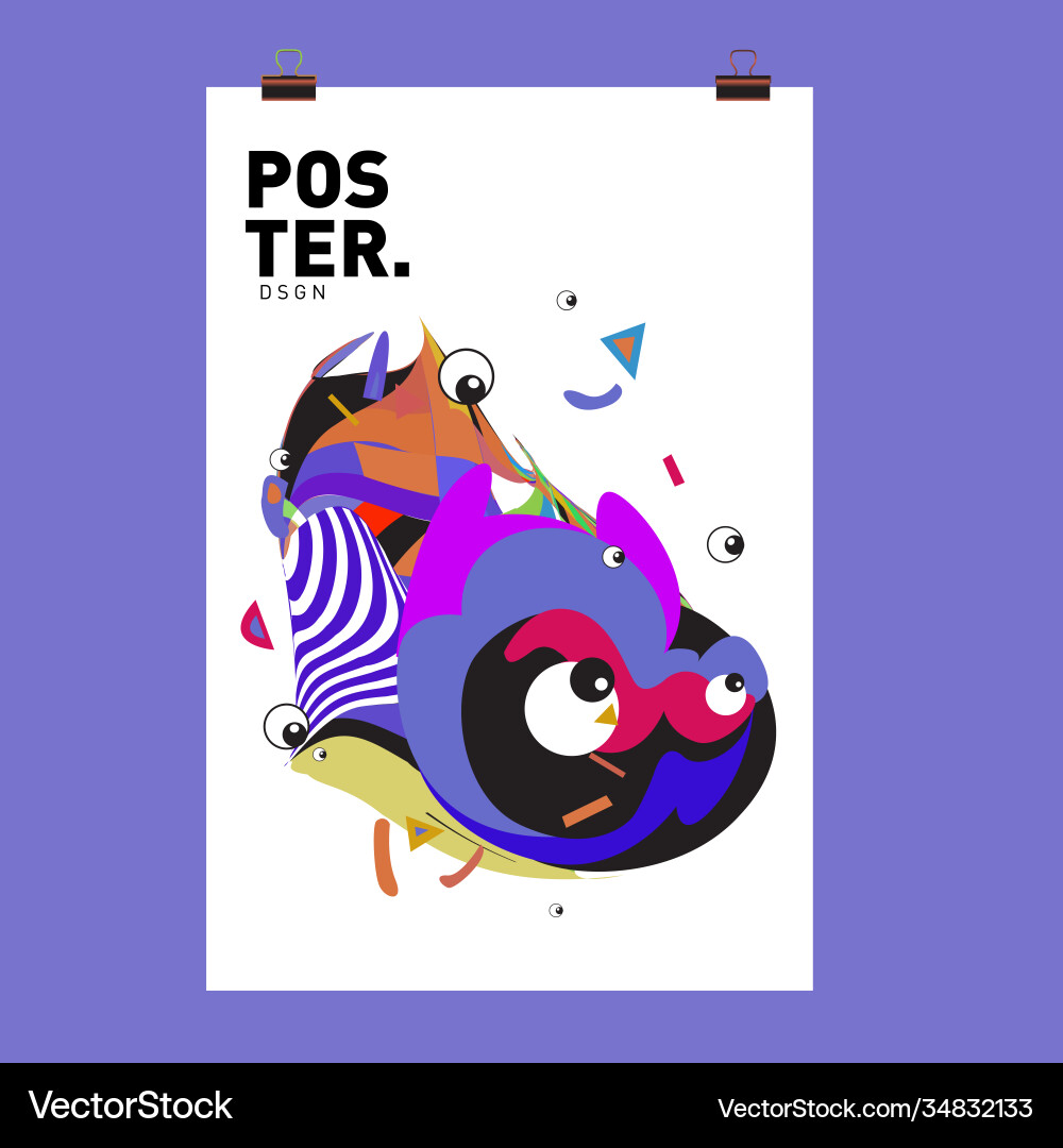 Abstract colorful cartoon character cover Vector Image