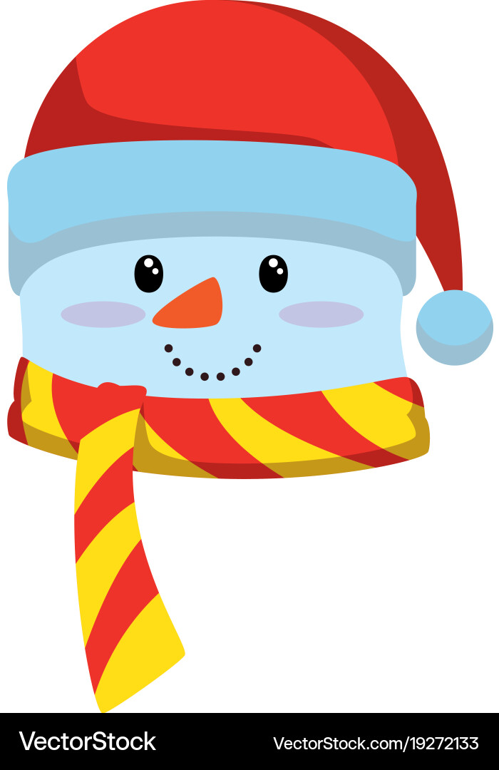 Christmas snowman kawaii character Royalty Free Vector Image