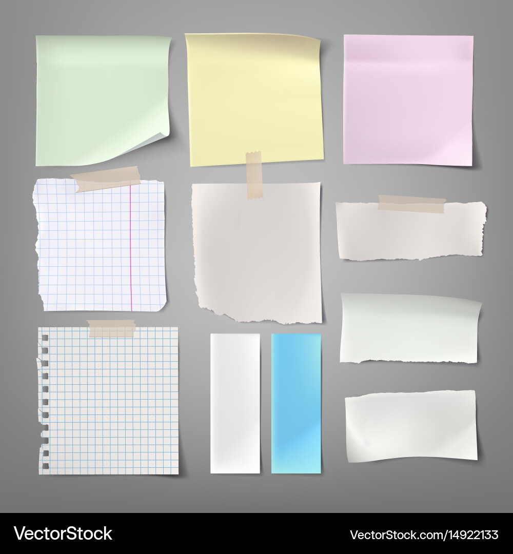 Collection of paper notes Royalty Free Vector Image