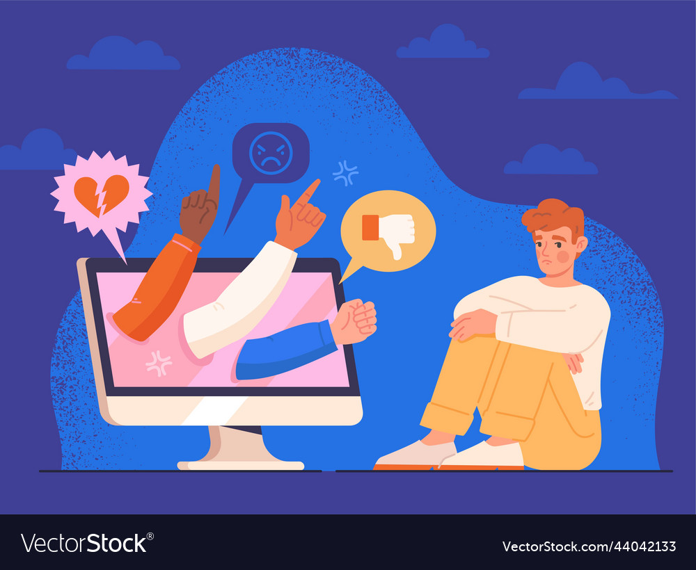 Cyberbullying on internet concept Royalty Free Vector Image