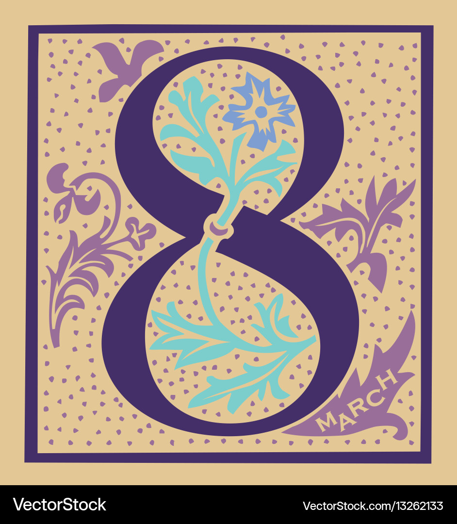 Eighth of march greeting card Royalty Free Vector Image