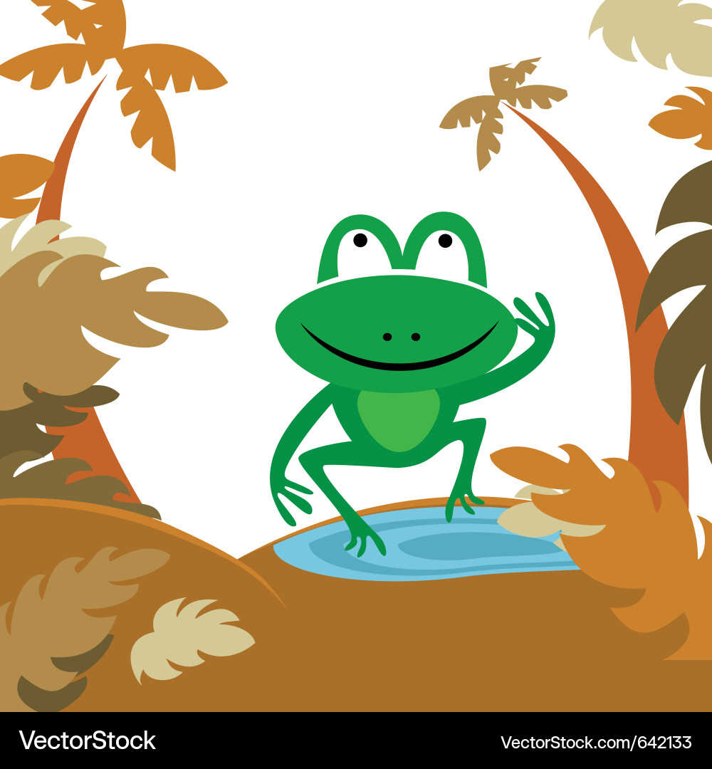 Frog in forest Royalty Free Vector Image - VectorStock