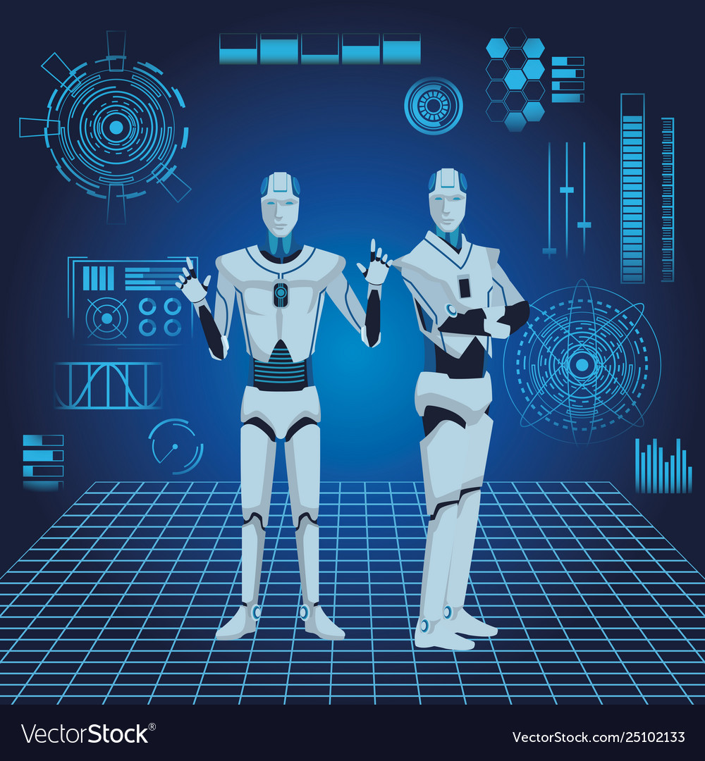 Humanoid robots avatar Royalty Free Vector Image