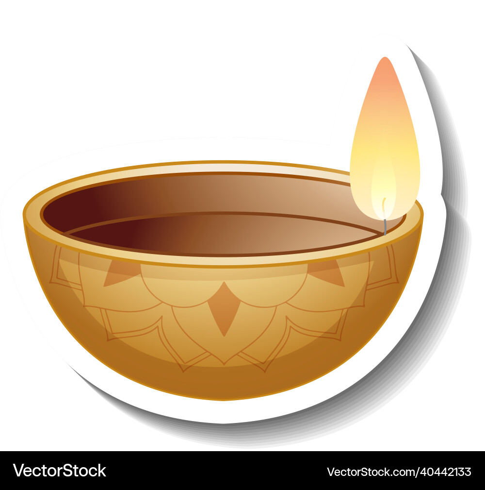 Isolated oil lamp diya sticker Royalty Free Vector Image