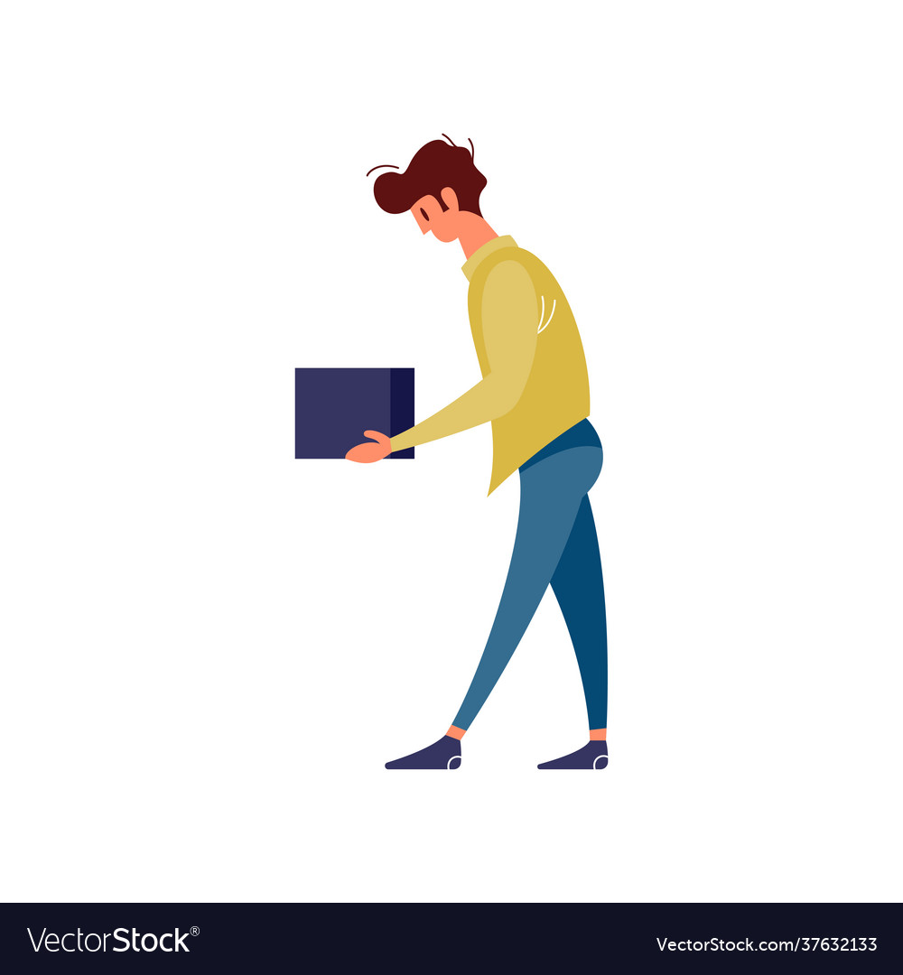 Man with box Royalty Free Vector Image - VectorStock