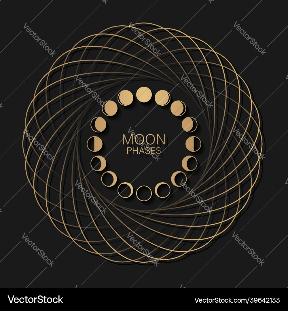 Moon phases astronomy icon set in round frame sign