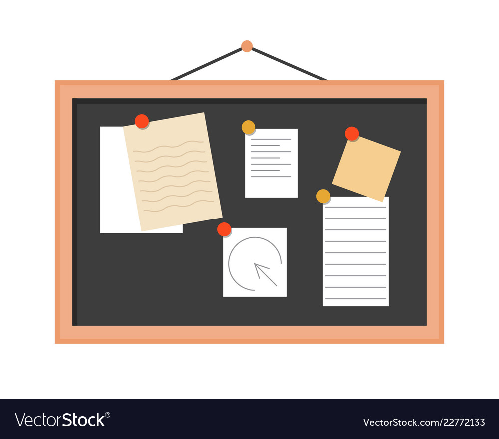 Note pad on board with notes flat design Vector Image