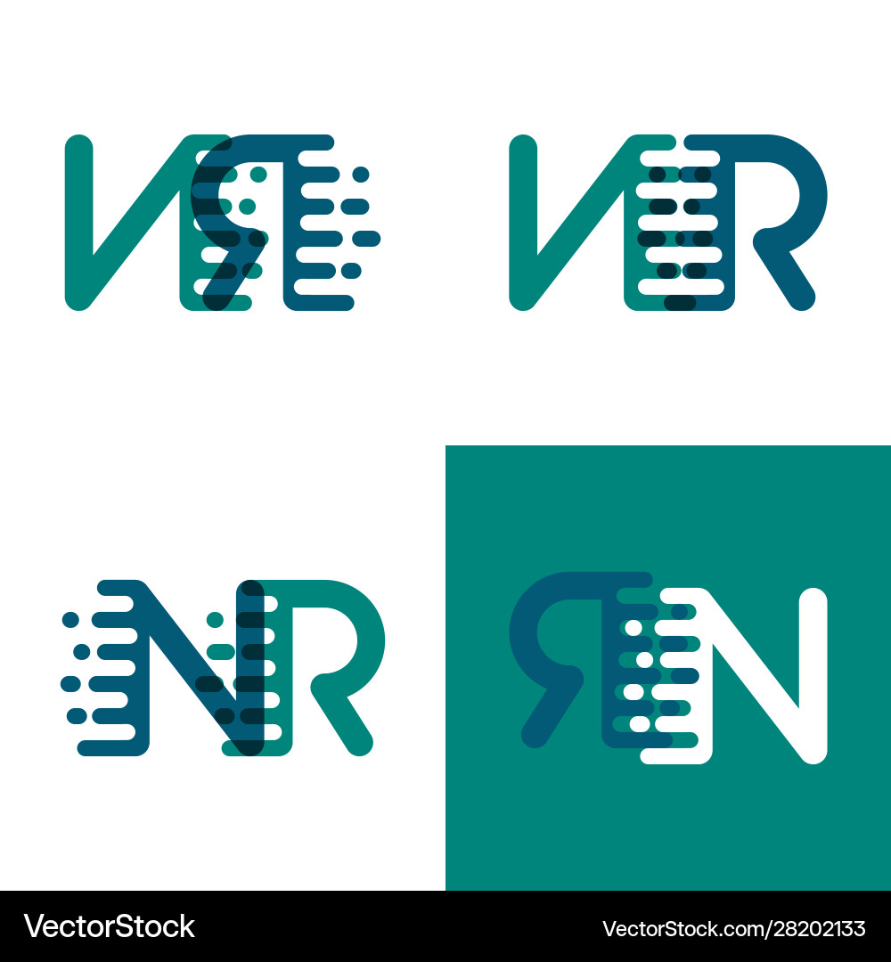 Nr letters logo with accent speed in green Vector Image