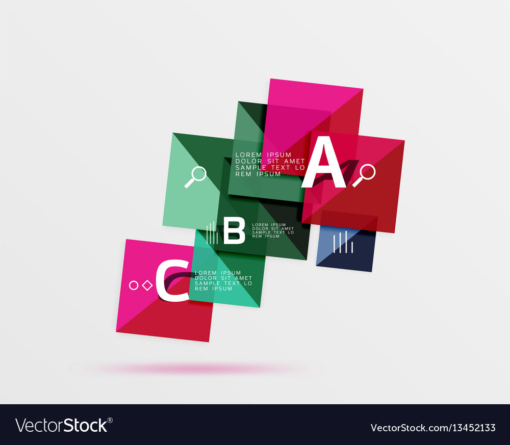 Overlapping square infographics Royalty Free Vector Image