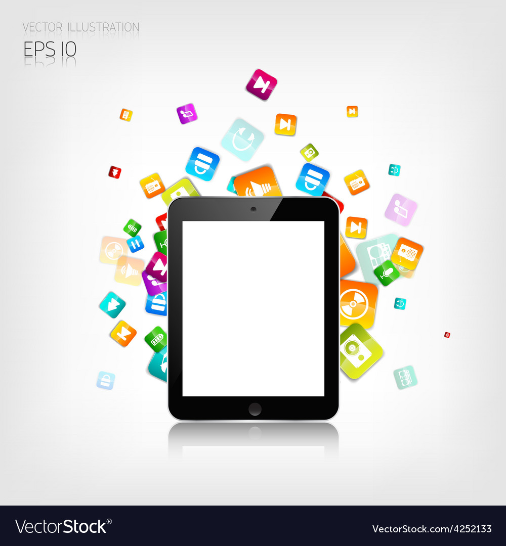 Realistic detalized flat tablet with application Vector Image