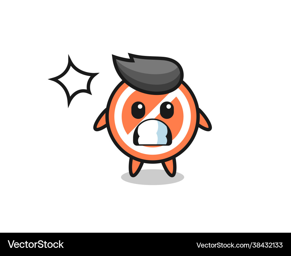 Stop sign character cartoon with shocked gesture Vector Image