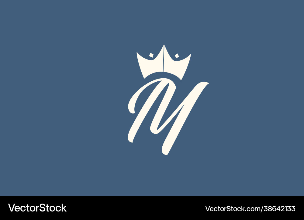Yellow blue hand written m alphabet letter logo Vector Image