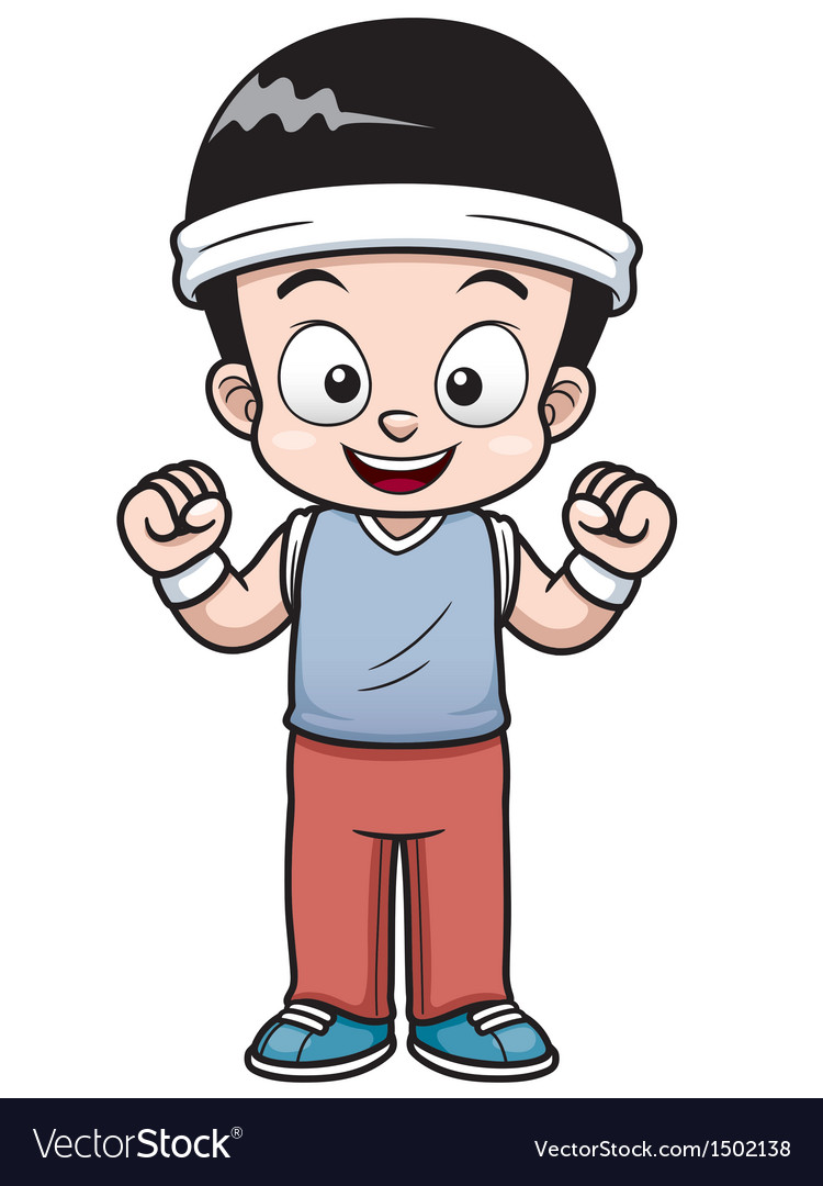 Boy demonstrating strength Royalty Free Vector Image