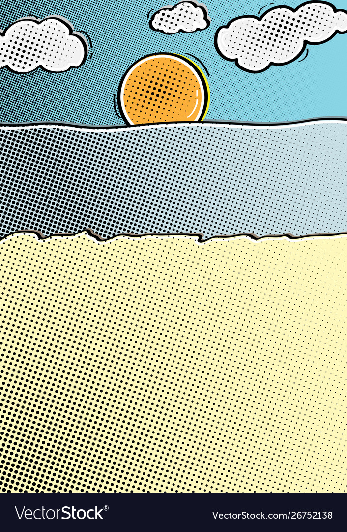 Comic beach background Royalty Free Vector Image