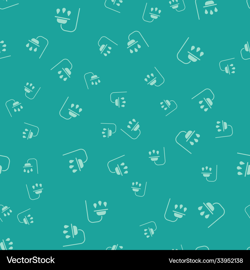 Green shower head with water drops flowing icon Vector Image