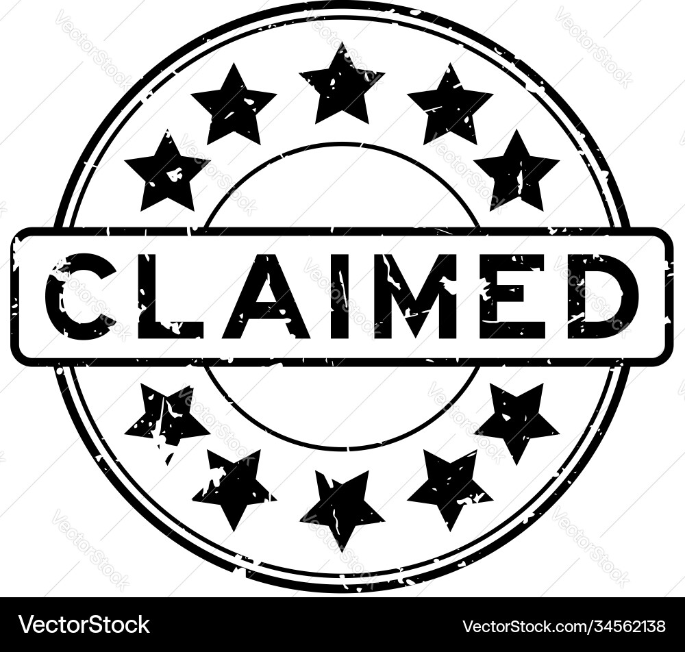 Grunge black claimed word with star icon round Vector Image