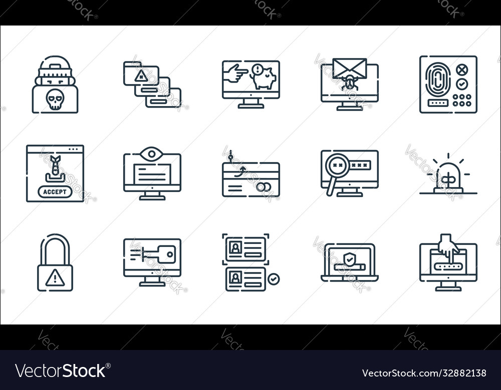 Hacker line icons linear set quality line set Vector Image