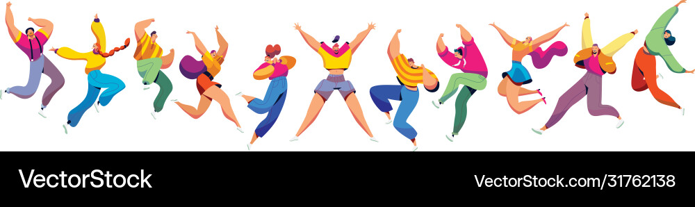 Happy people jump fun and celebration group Vector Image