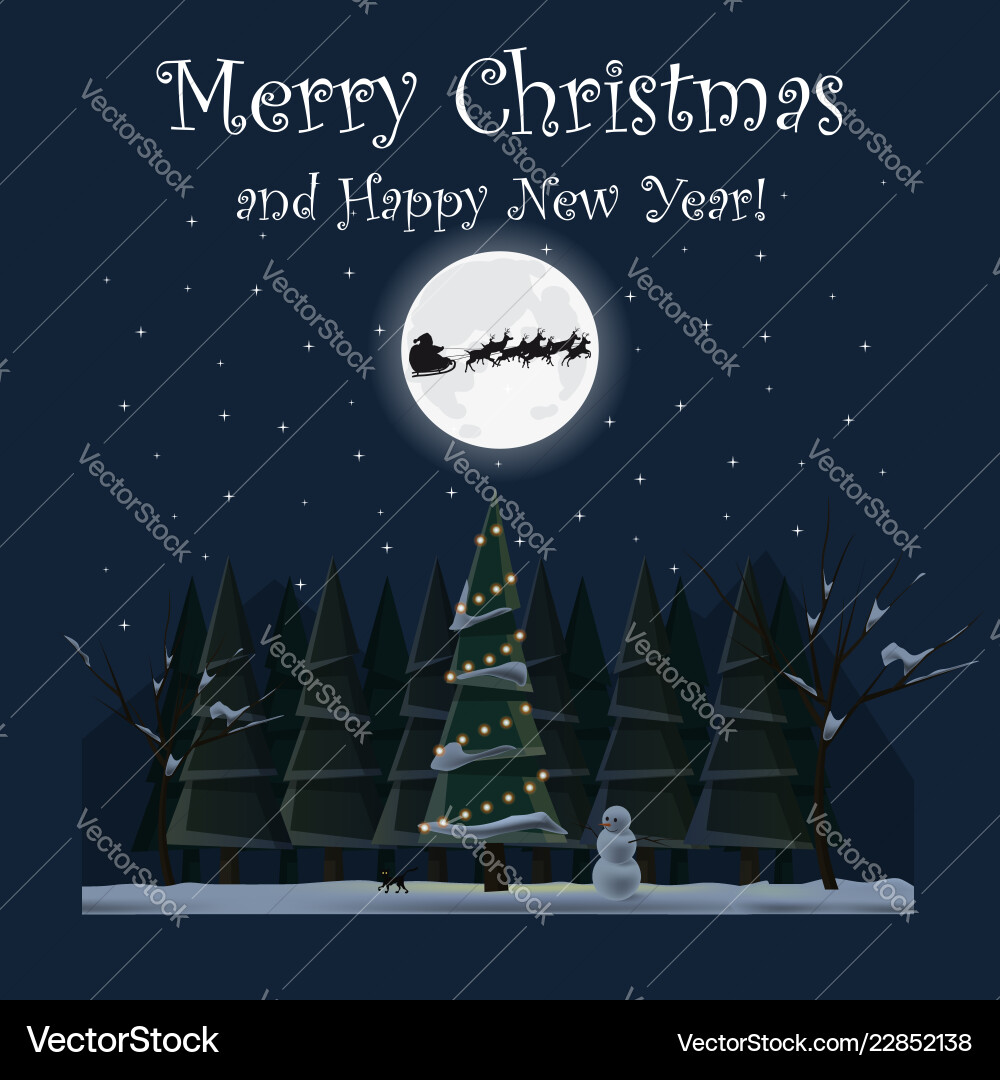 Merry christmas and happy new year tree Royalty Free Vector