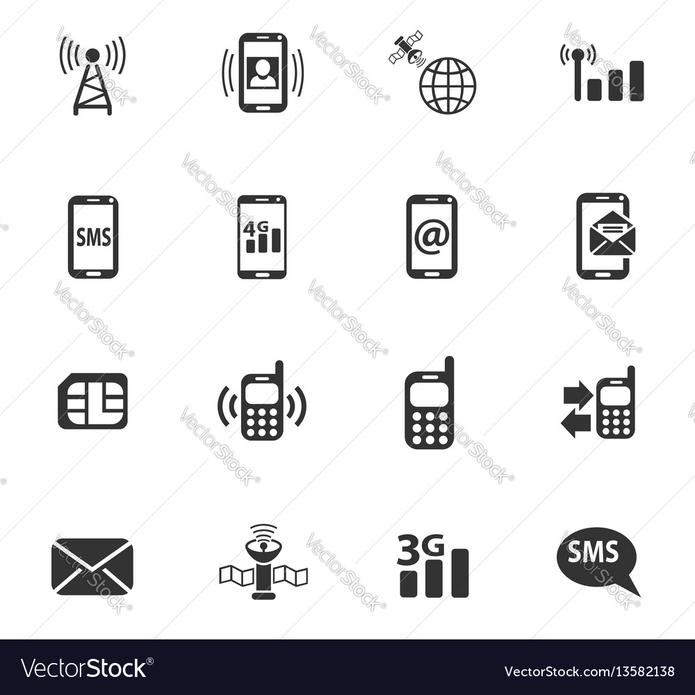 Mobile connection icon set Royalty Free Vector Image Mobile connection icon set Royalty Free Vector Image