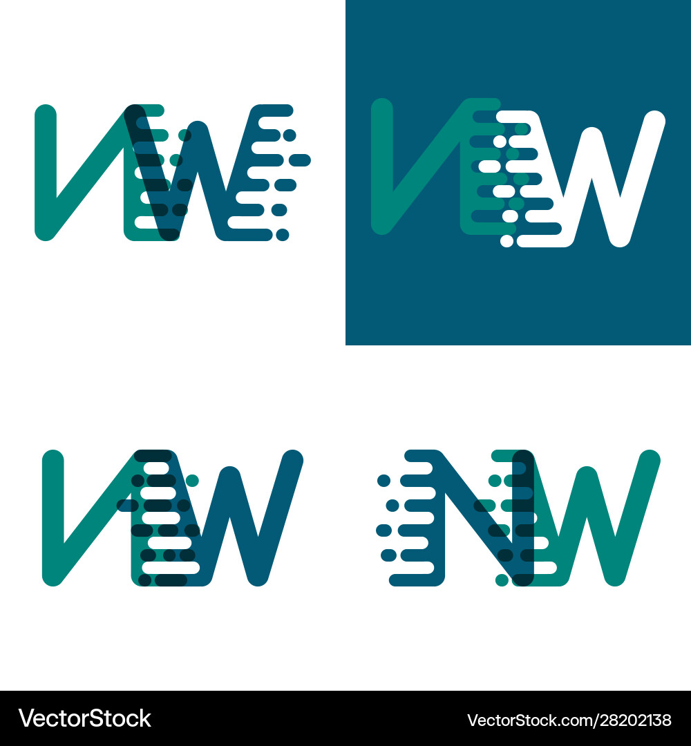 Nw letters logo with accent speed in green Vector Image
