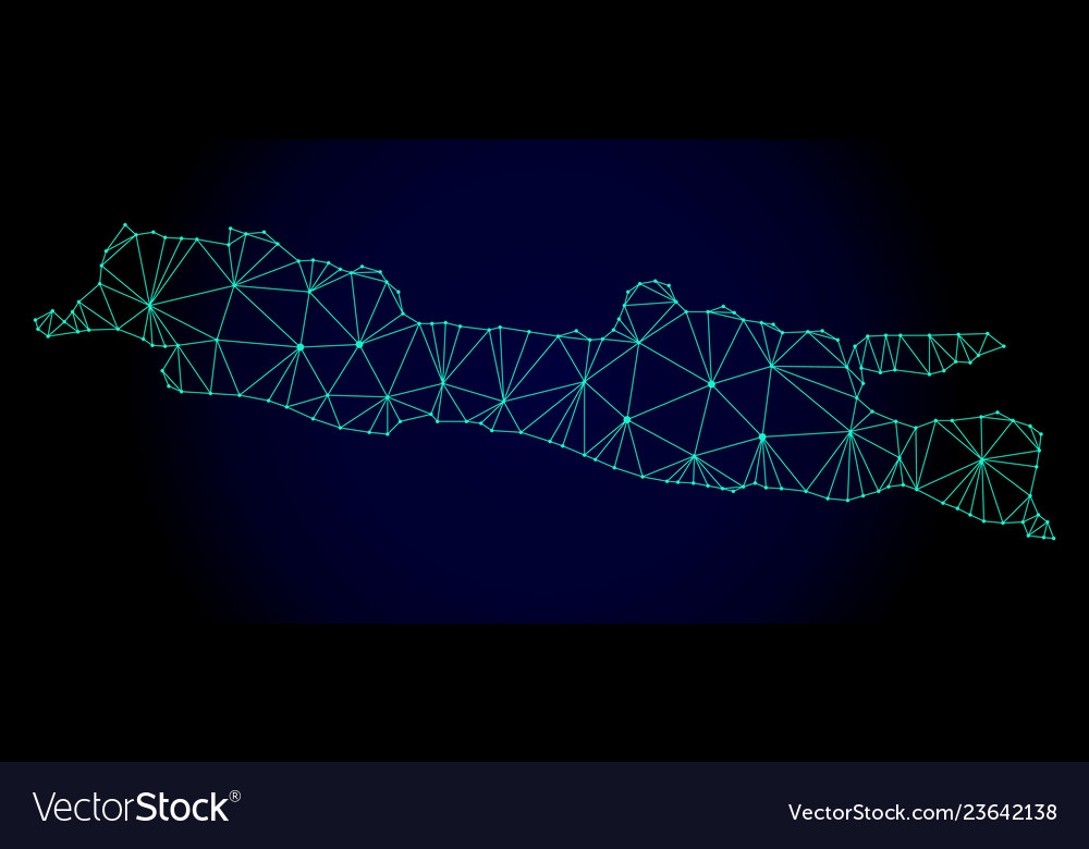 Polygonal 2d mesh map of java island Royalty Free Vector