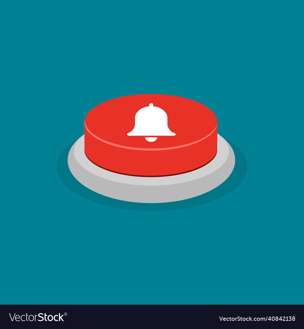 Red bell button alert concept Royalty Free Vector Image