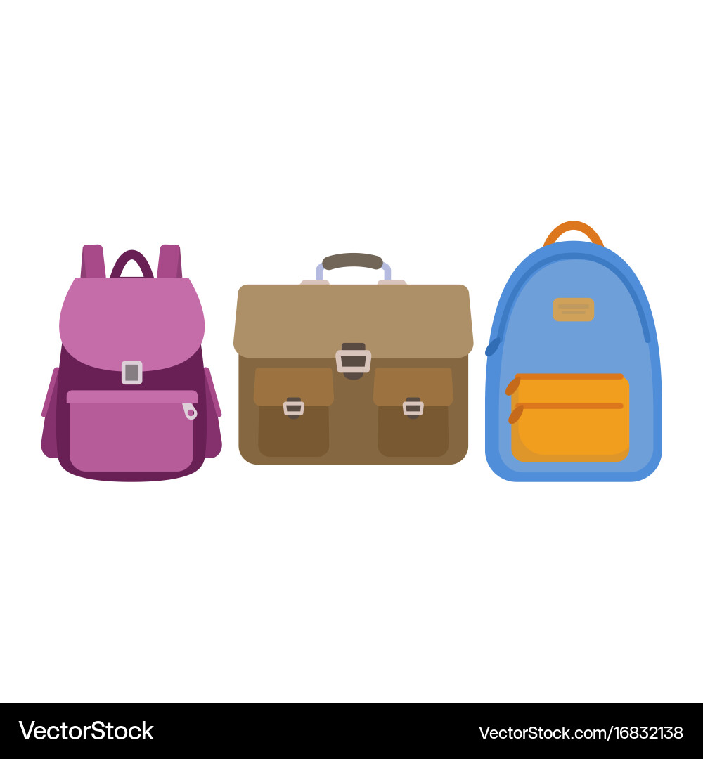 Set of school bags Royalty Free Vector Image - VectorStock