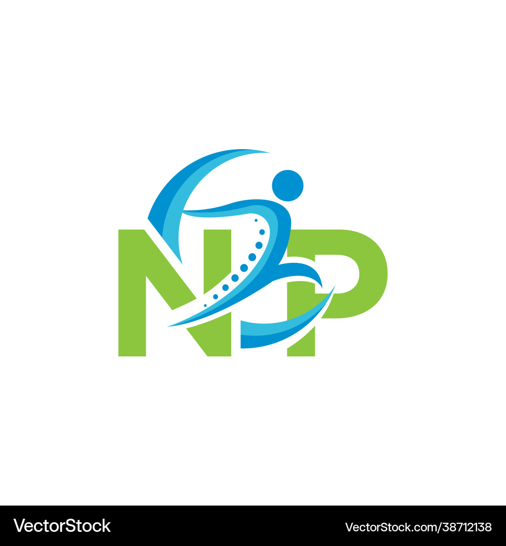 Sporty np logo type letter design graphic Vector Image