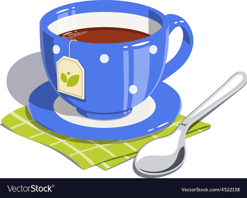 Tea cup and spoon Royalty Free Vector Image - VectorStock