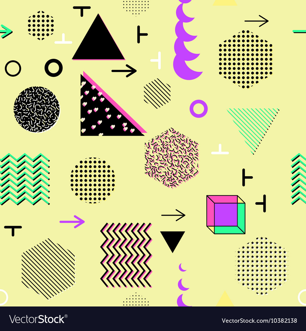 Trendy geometric elements memphis cards seamless Vector Image