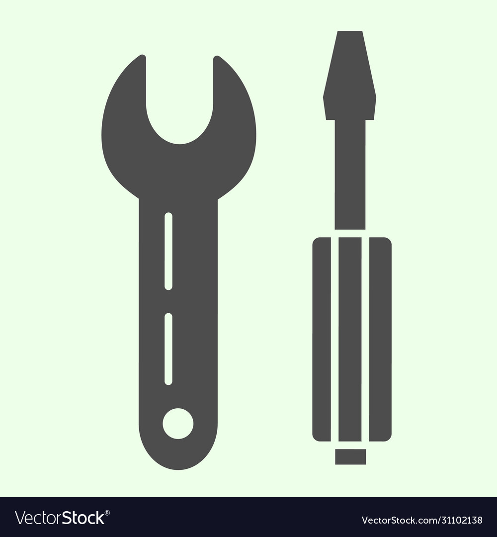 Wrench and screwdriver solid icon spanner Vector Image