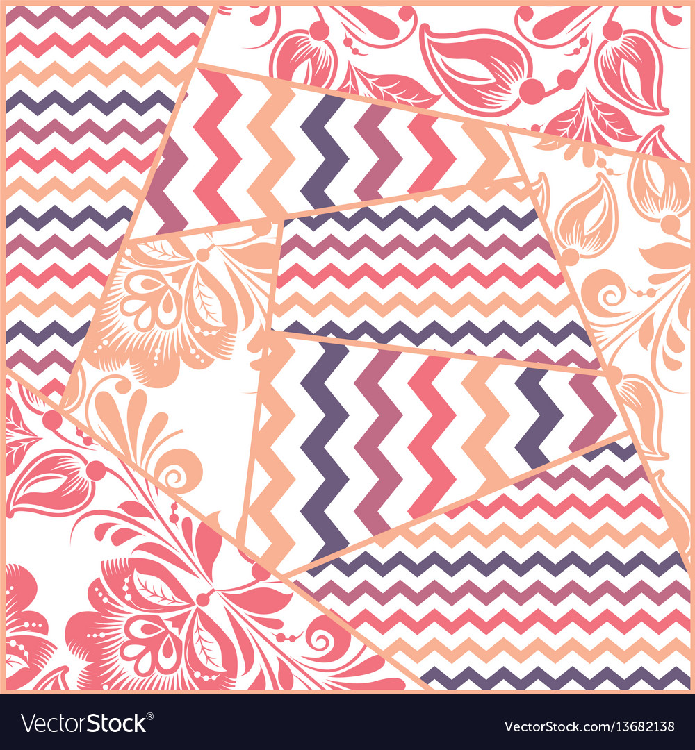 Zigzag russian floral seamless pattern Royalty Free Vector