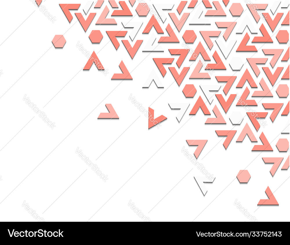 3d isometric coral color geometric mosaic Vector Image