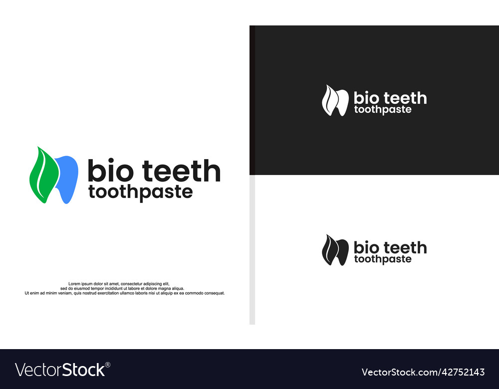 Bio toothpaste logo design Royalty Free Vector Image