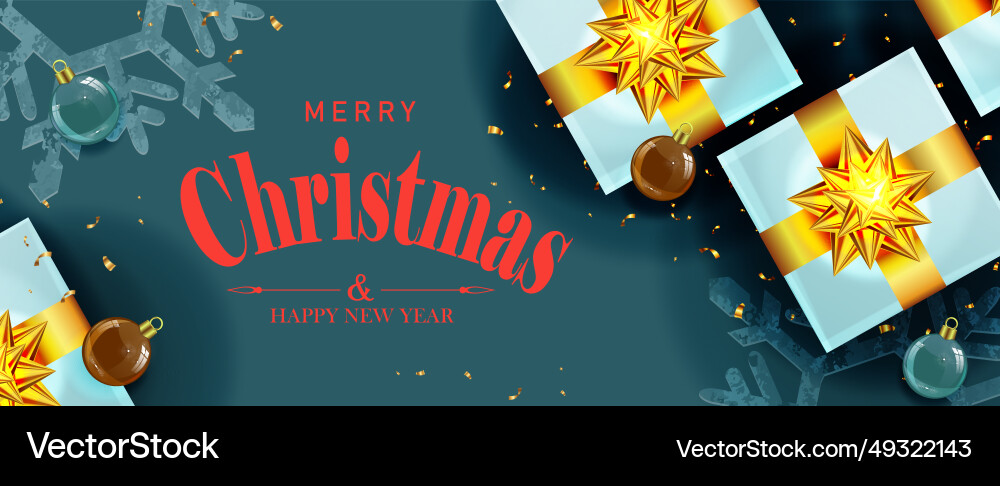 Christmas light blue holiday card composition Vector Image