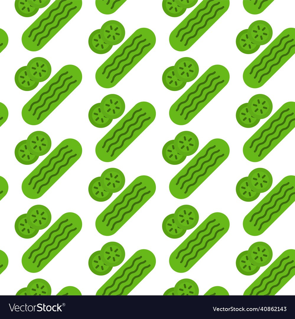 Cucumber seamless pattern isolated on white Vector Image