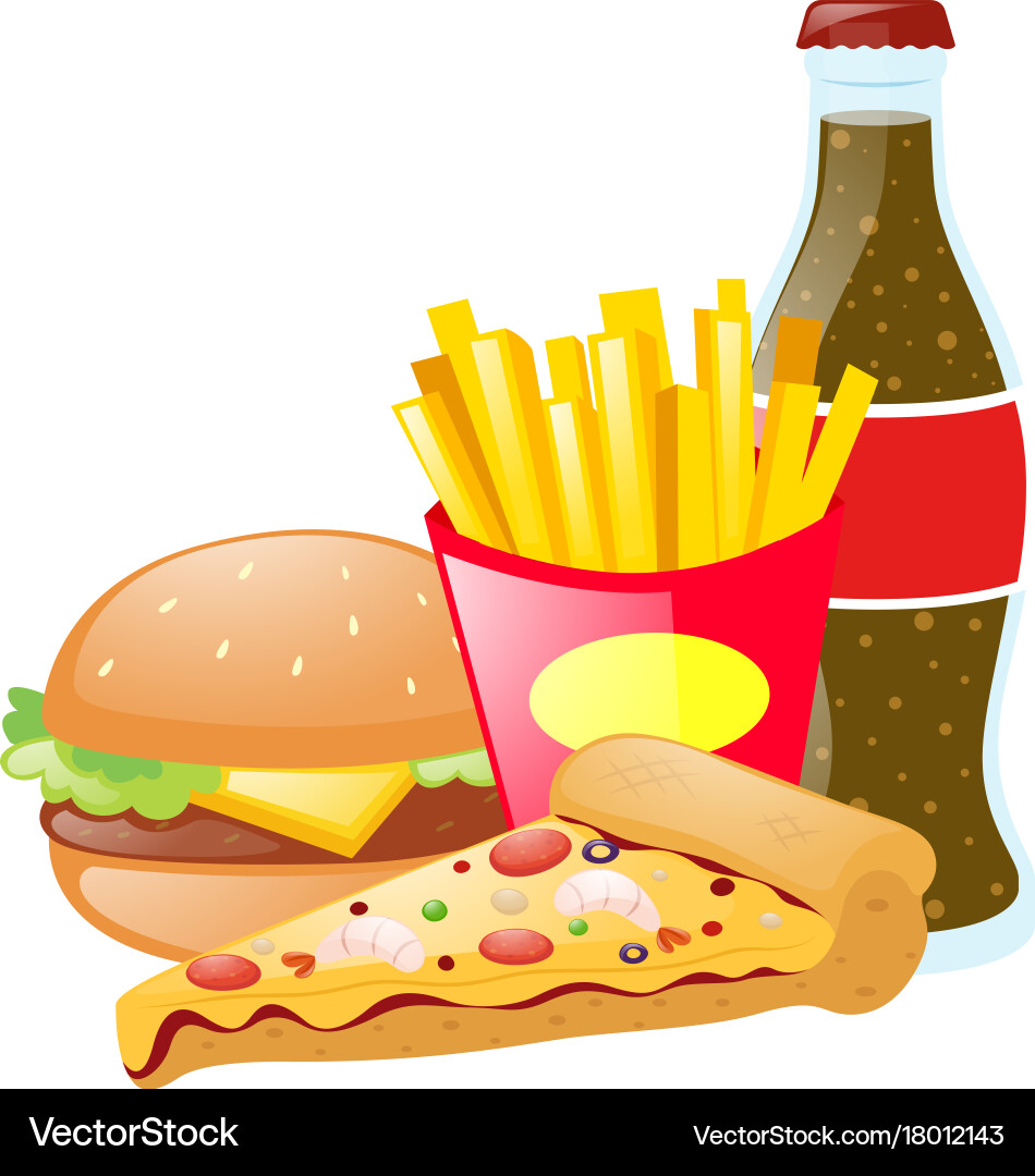 Fastfood and soda on white background Royalty Free Vector