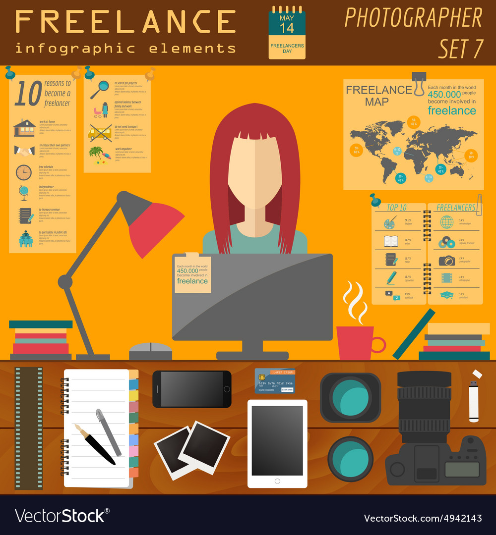 Freelance infographic template set elements Vector Image
