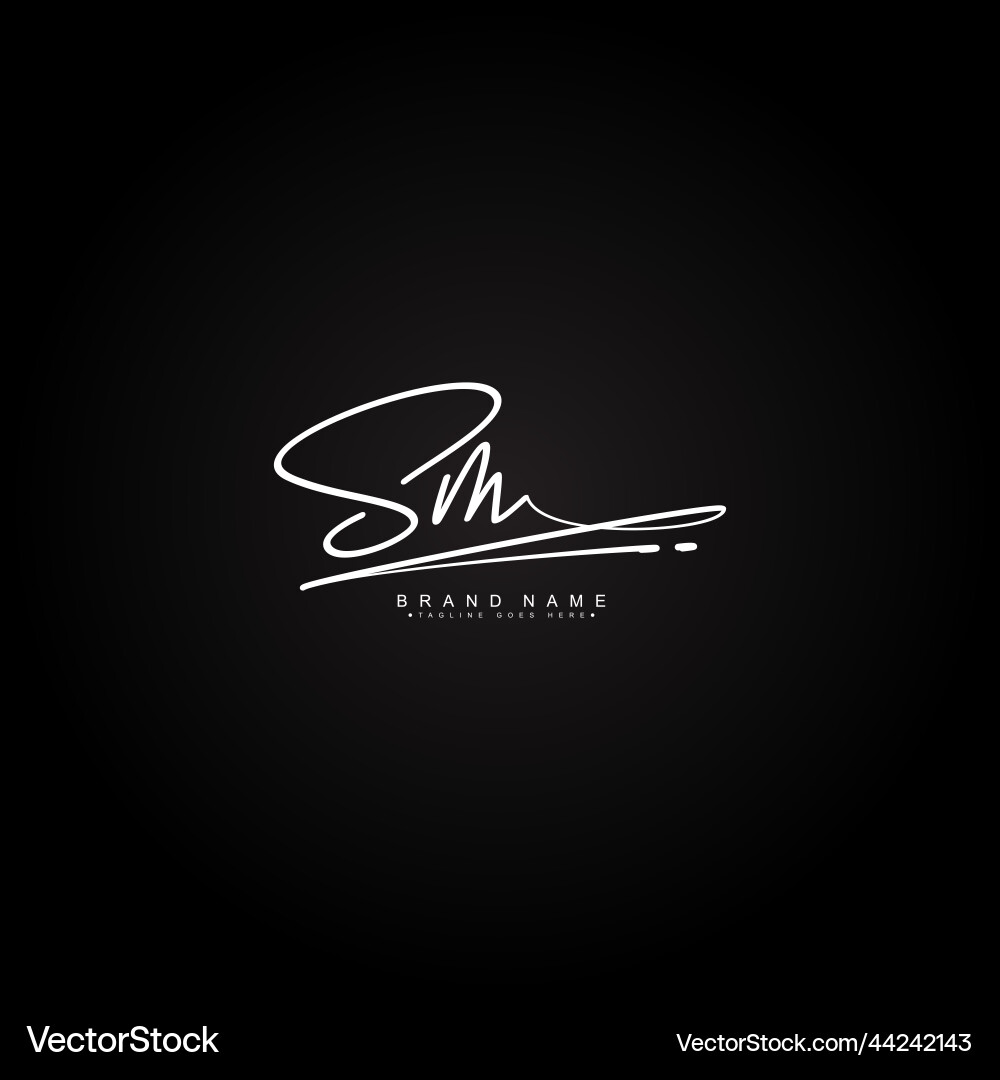Initial letter sm logo hand drawn signature logo Vector Image