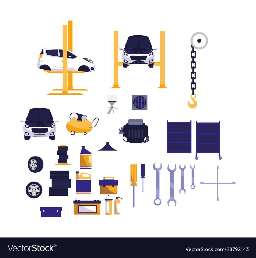 Isolated tools and wheel design Royalty Free Vector Image