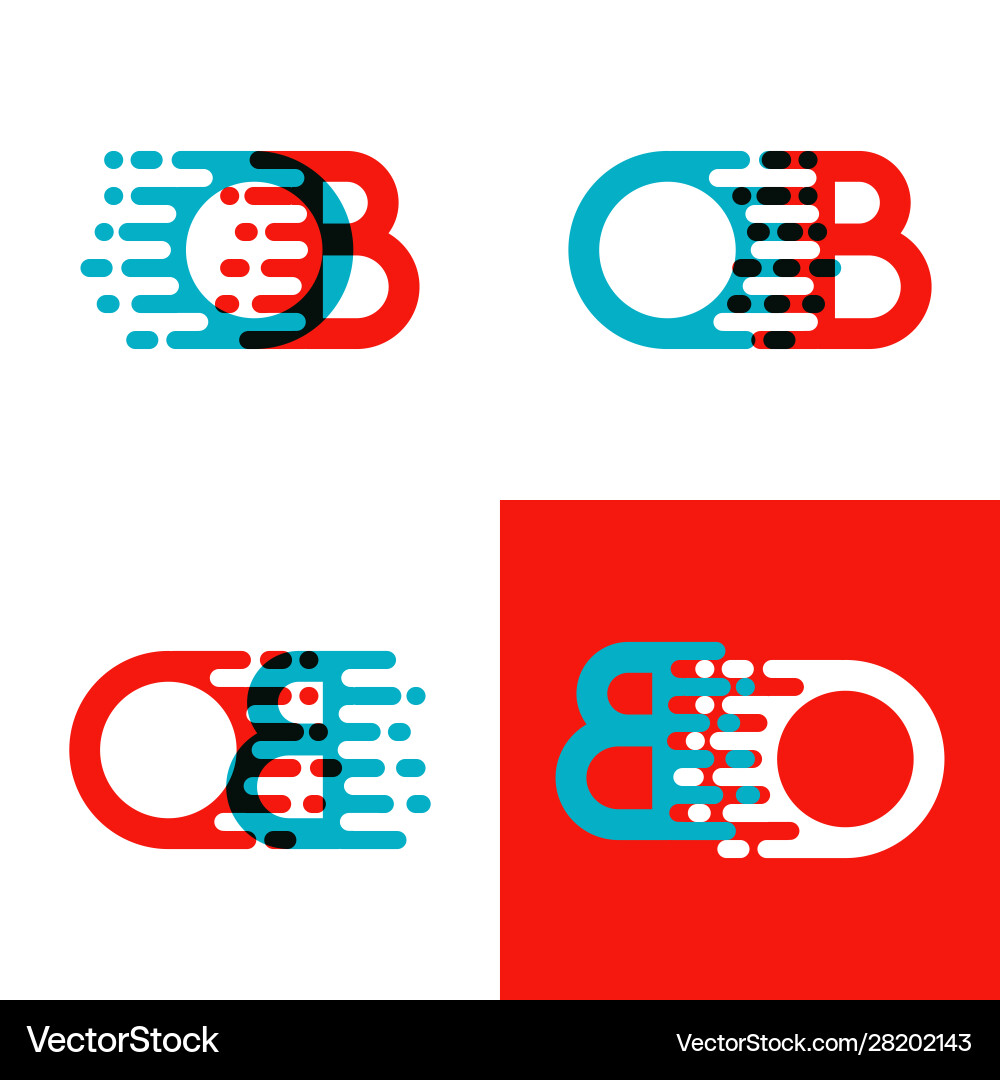 Ob letters logo with accent speed in red and blue Vector Image