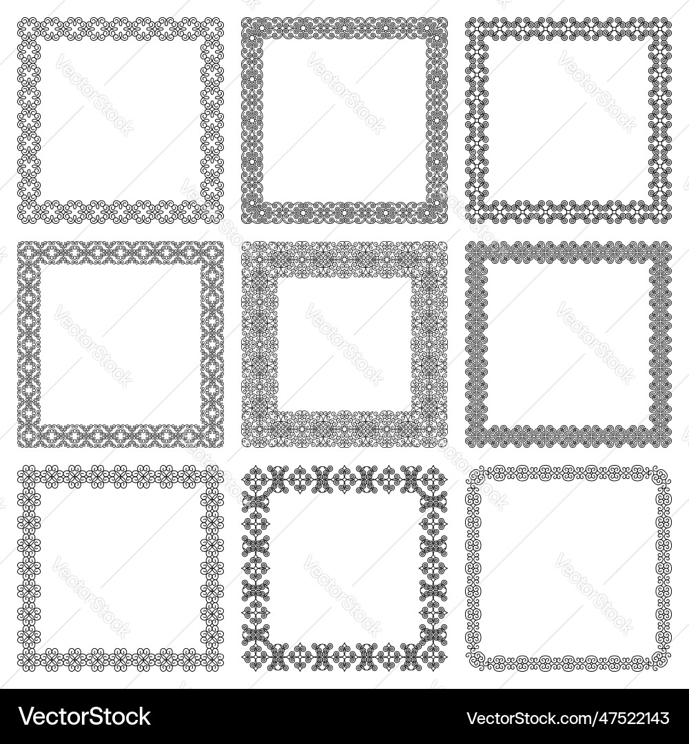 Set of square wide and narrow black frames Vector Image