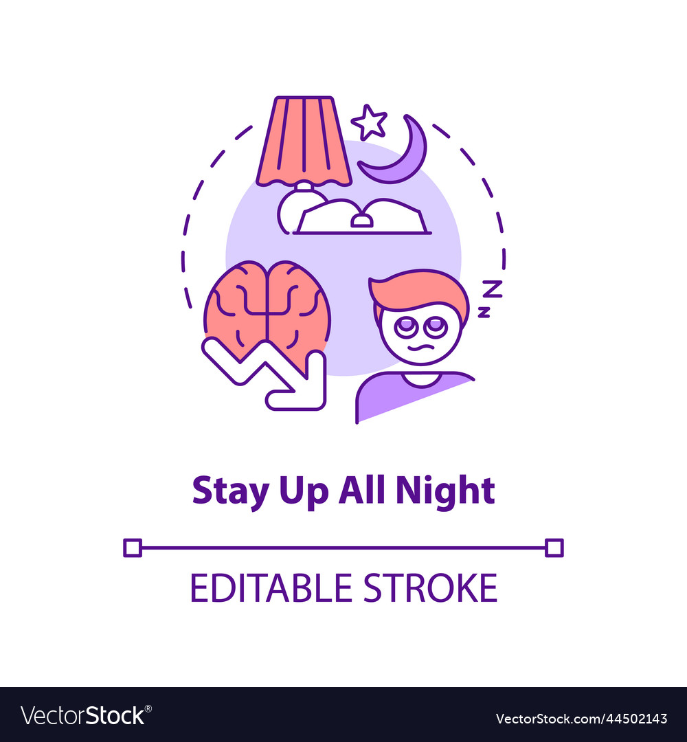 Study all night concept icon Royalty Free Vector Image